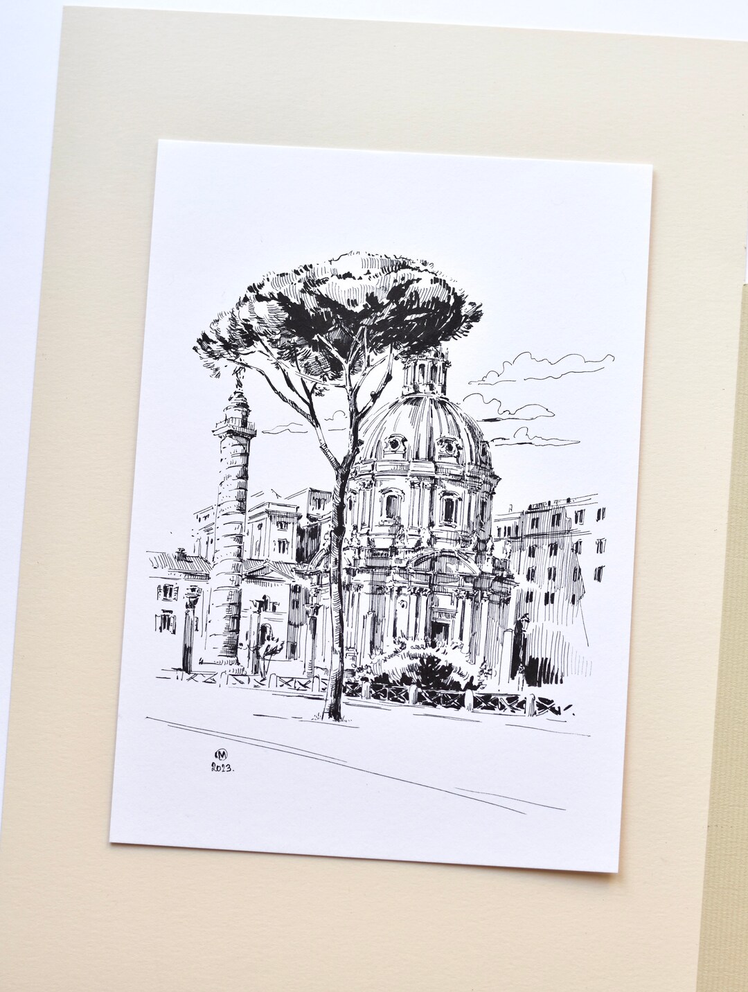 Original Drawing santa Maria Di Loreto, Paper, Ink, A5 148x210mm, 2023 ...
