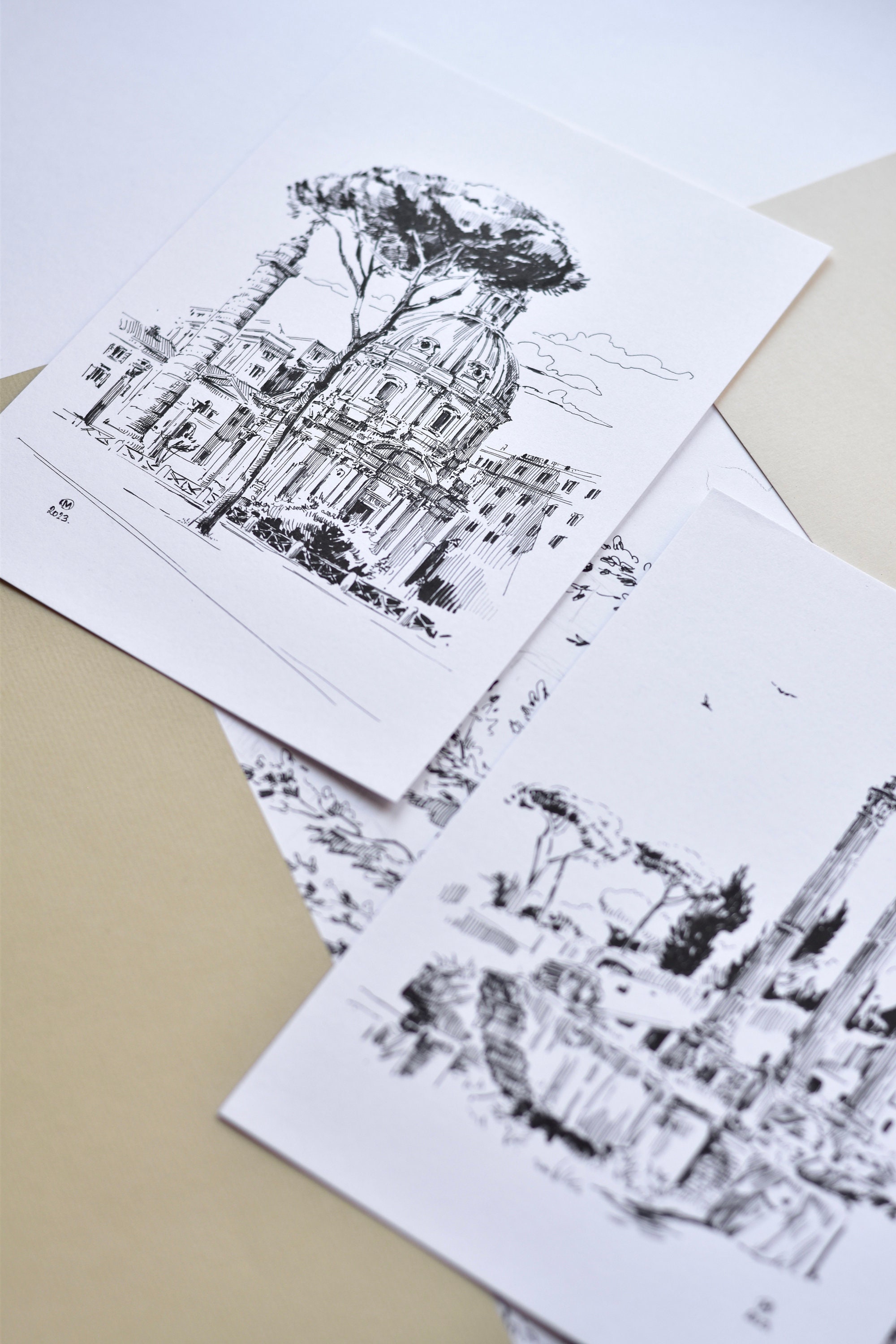 Original Drawing santa Maria Di Loreto, Paper, Ink, A5 148x210mm, 2023 ...