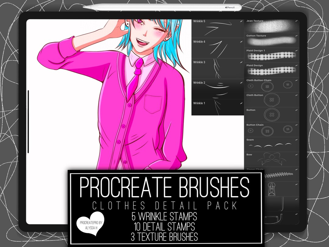 18 Clothes Detail Brushes for Procreate! - Etsy
