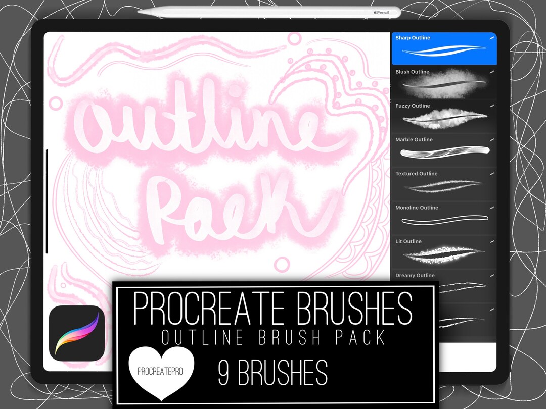 Procreate Outline Brush Pack! - Etsy