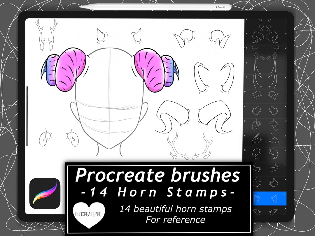 Procreate Horn Stamps - Etsy