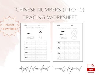 Printable Tracing Worksheet for Number With Chinese, Number 1-10 ...