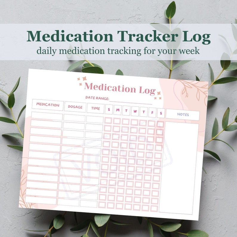 Medication Log Medication Chart Medication Tracker Printable Medication ...