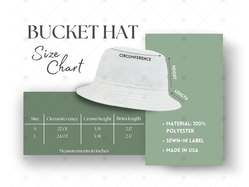 Bucket Hat Mockup, Bucket Hat Size Chart, AOP Printify Mockup, Generic ...