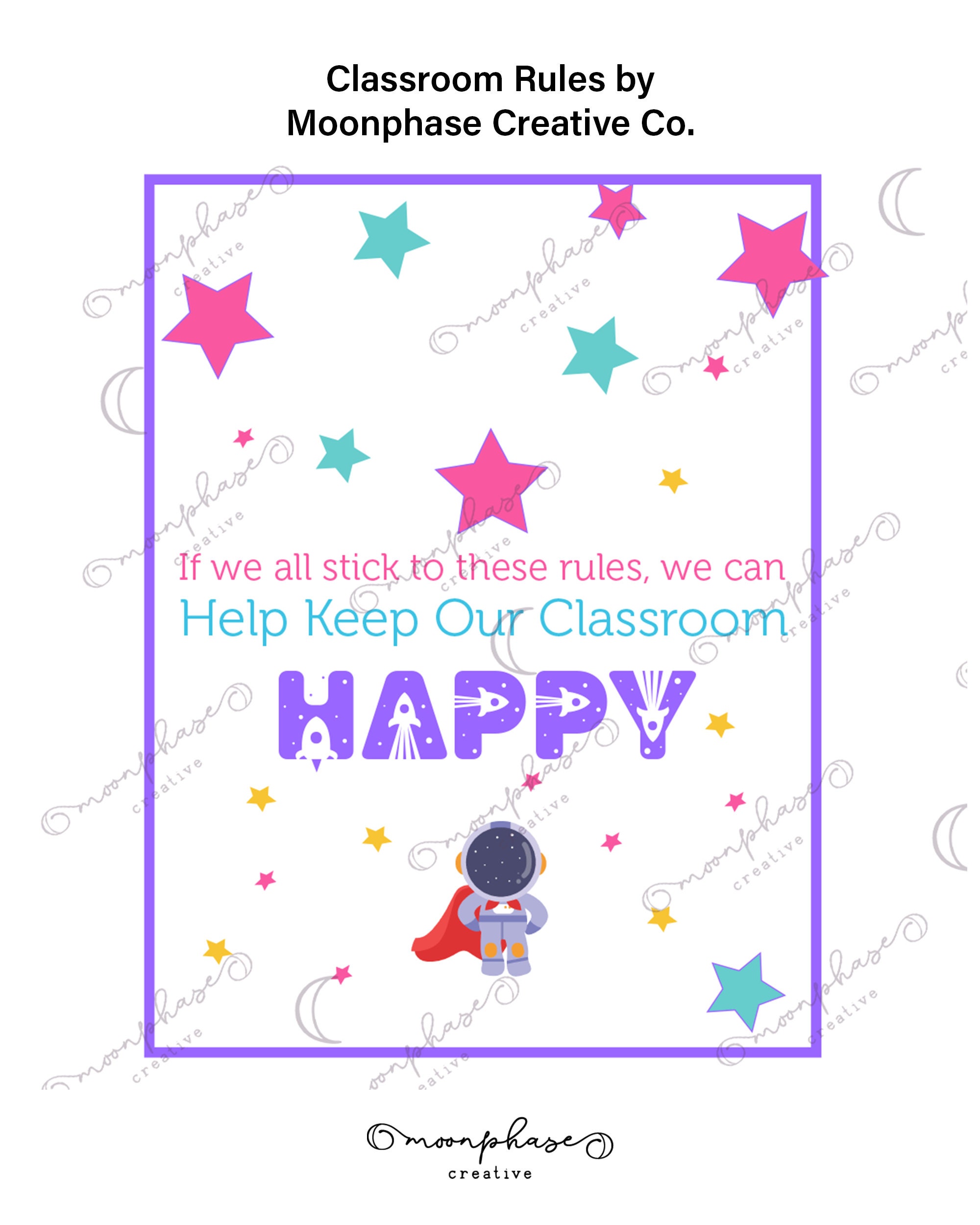 Classroom Decor: Astro-kids Space-themed Printable Classroom Rules .PDF ...