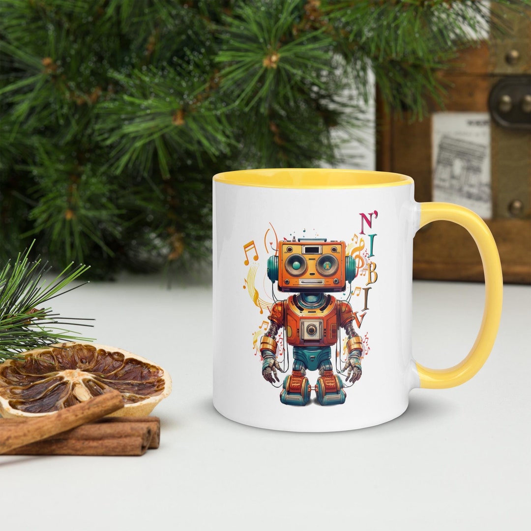 Robot Vibing - Cute and Adorable, Mug With Color Inside - Etsy