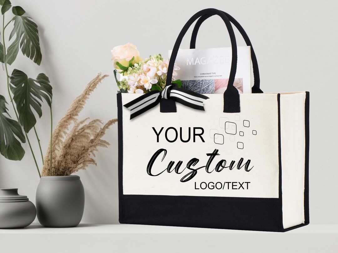 Custom Canvas Tote Bag: Personalized Logo Photo Text Bag - Etsy