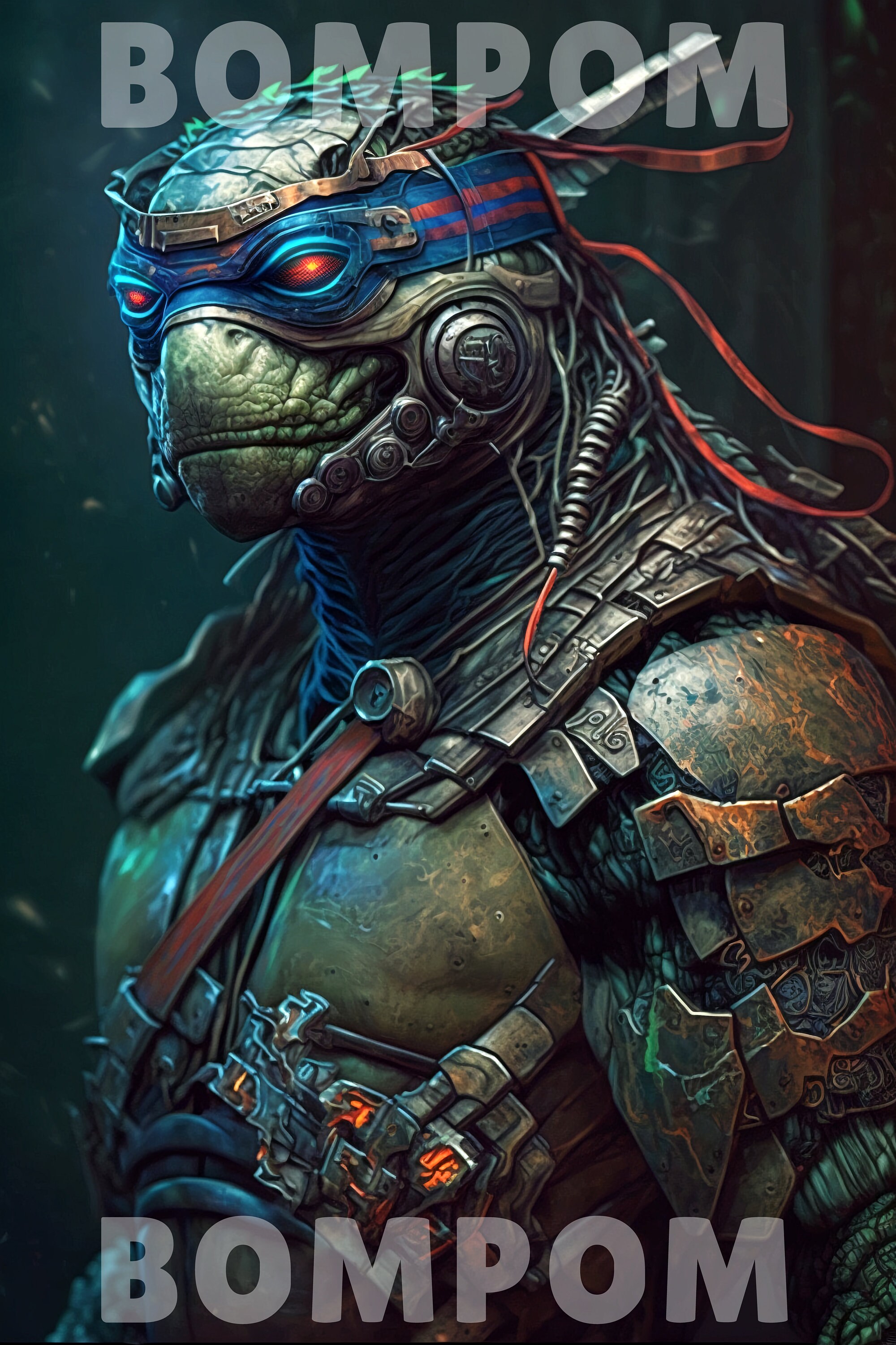 Cyberpunk Mutant Turtle Leonardo High Resolution Printable Poster 300 ...