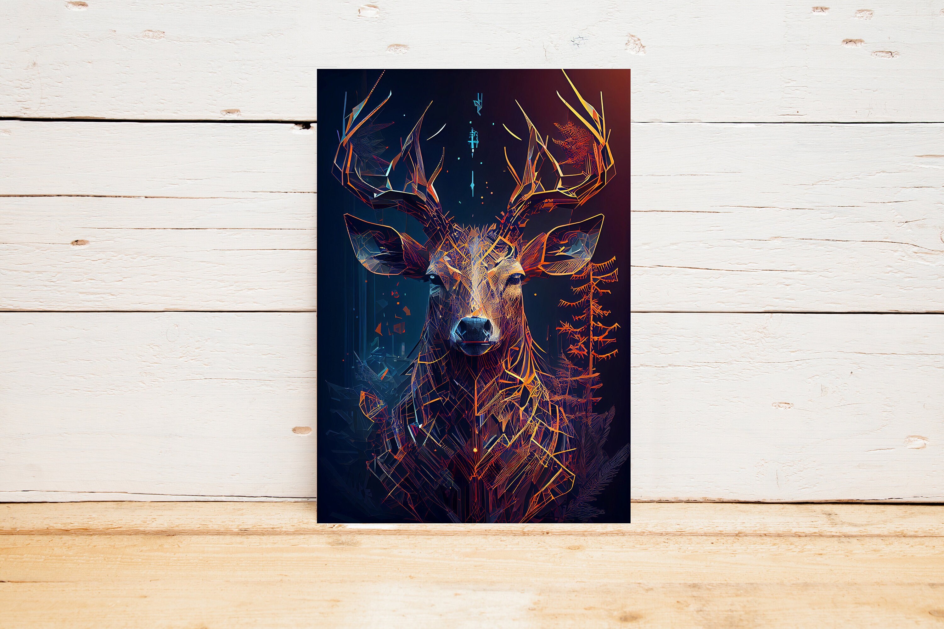 Low Poly Deer Portrait High Resolution Printable Poster 300 DPI ...