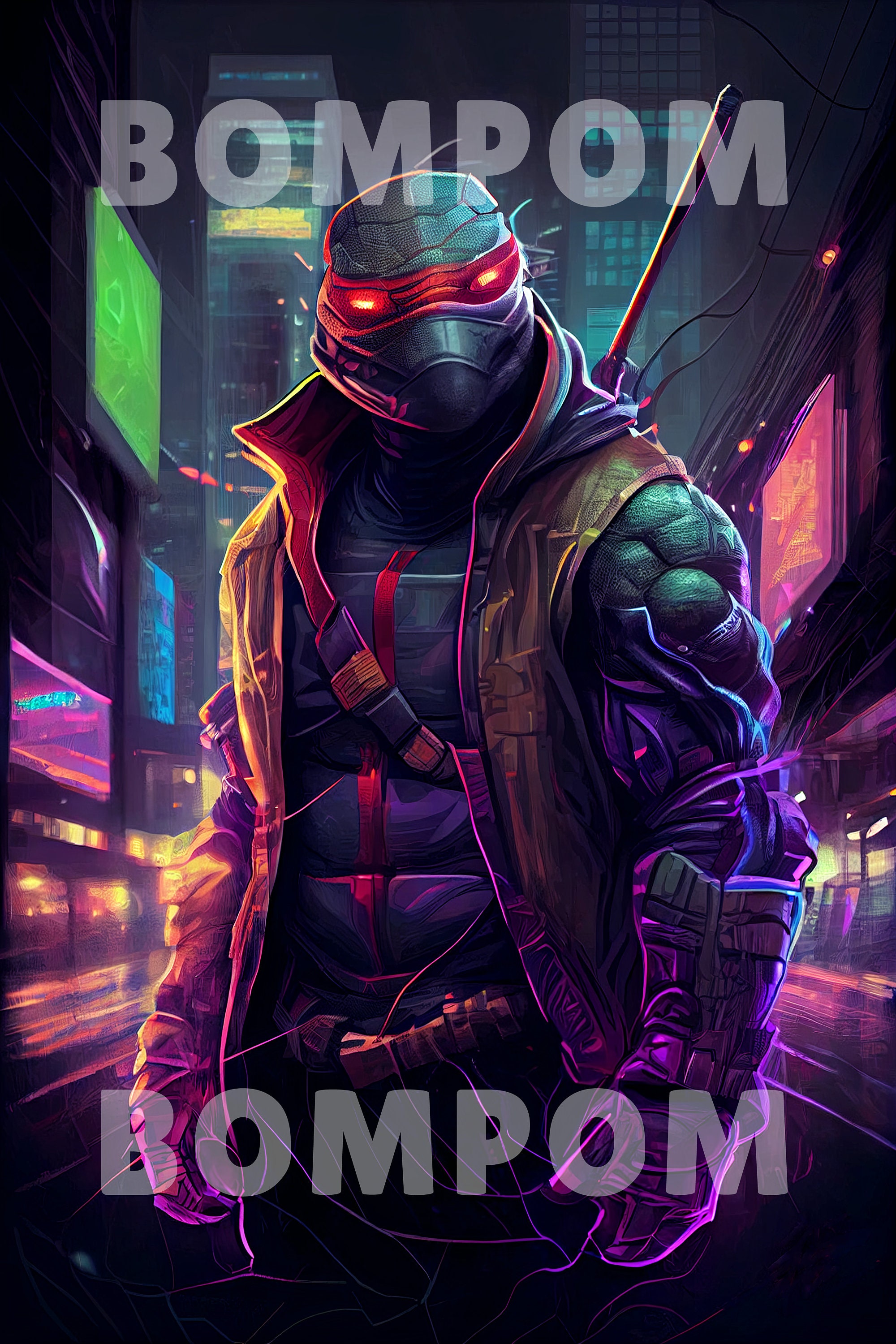 Cyberpunk Mutant Turtle High Resolution Printable Poster 300 DPI ...