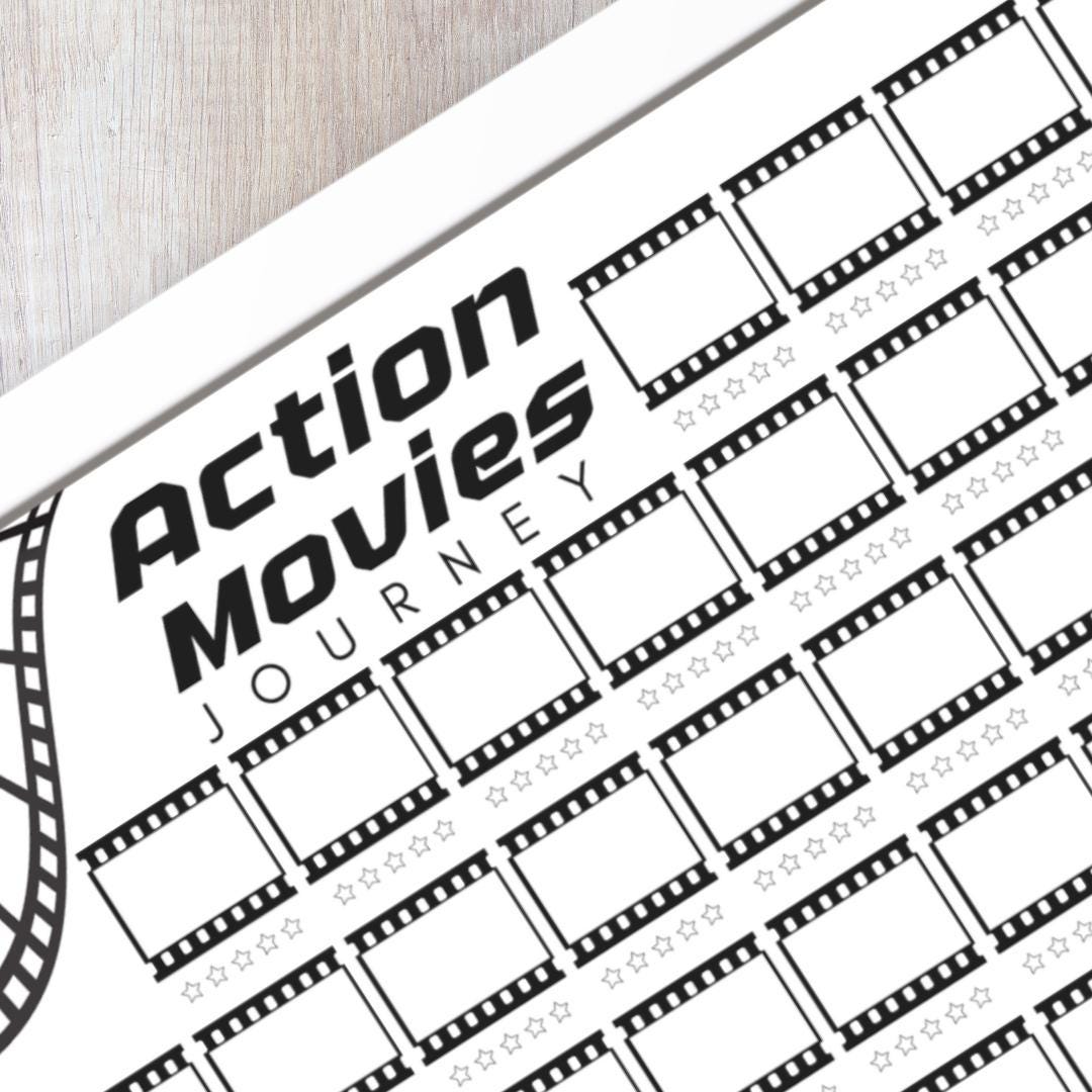 PDF - "60 Action Movies Journey" Printable Coloring Poster Challenge ...