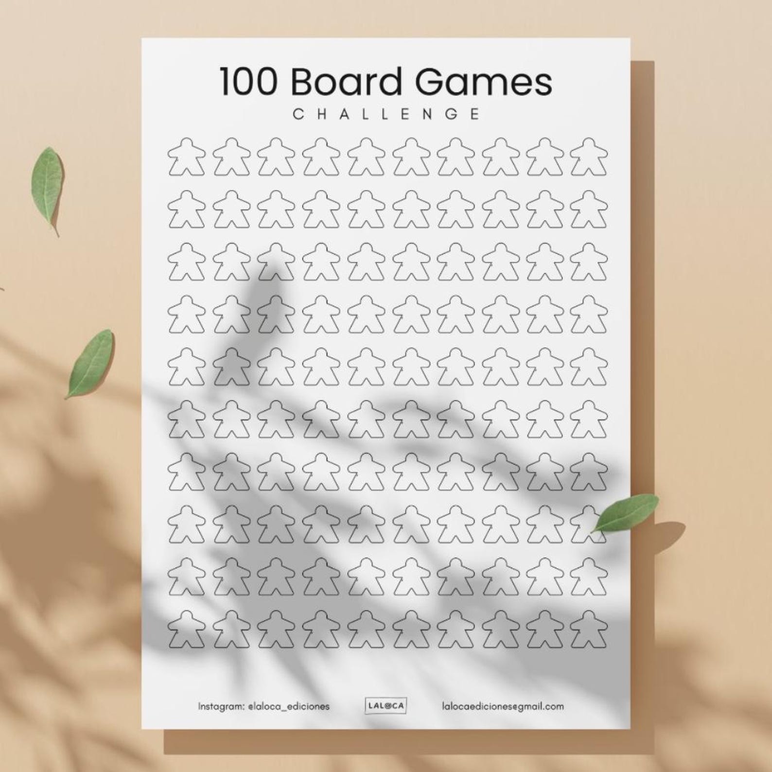 PDF - "100 Board Games Challenge" Printable Coloring Poster Meeple ...