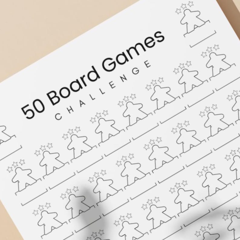 PDF - "50 Board Games Challenge" Printable Coloring Poster Meeple Chest ...