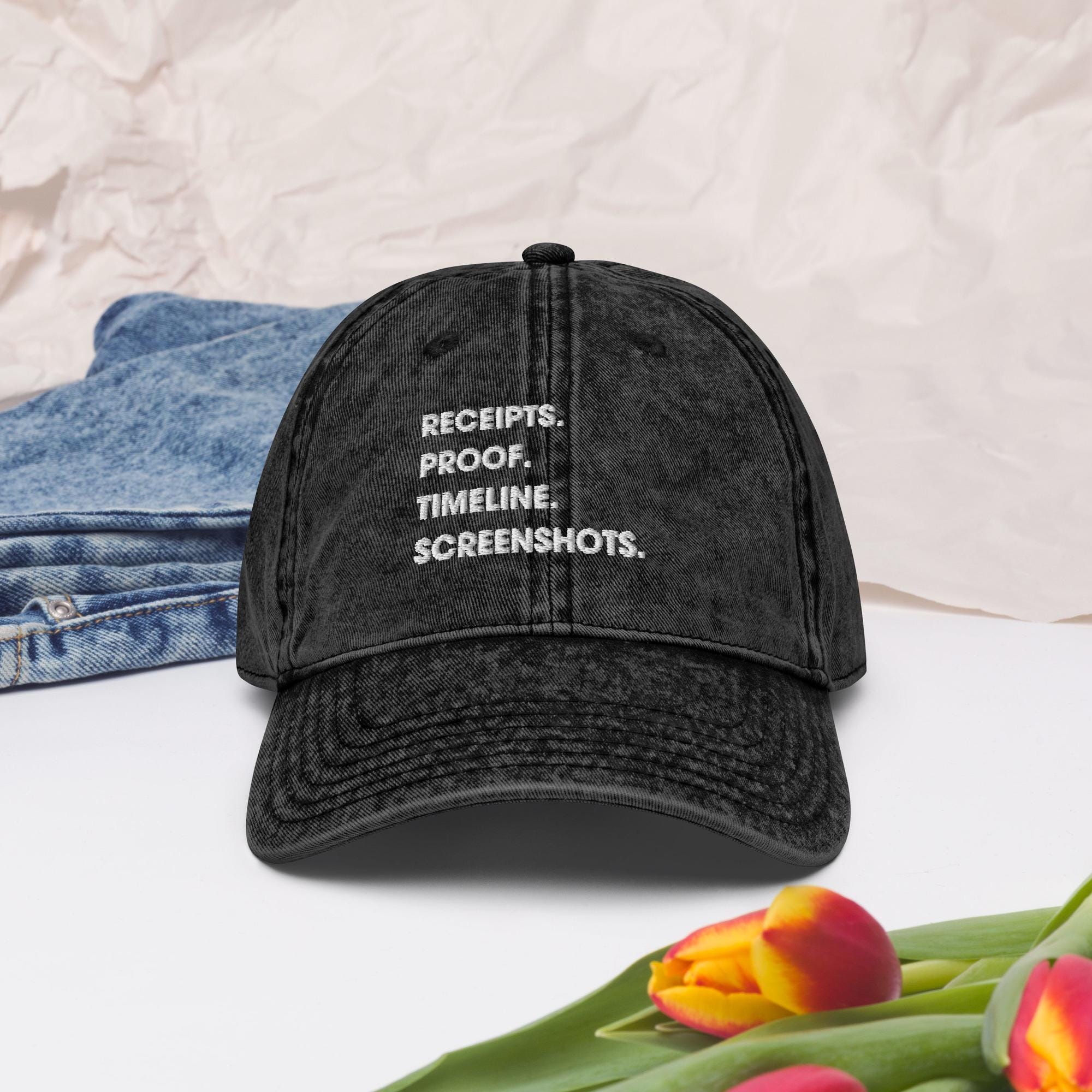 Receipts. Proof. Timeline. Screenshots. | Vintage Cotton Twill Cap - Etsy