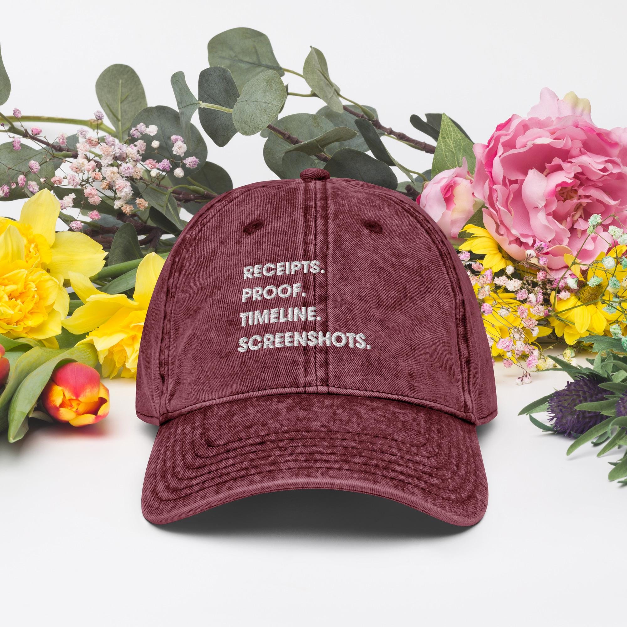 Receipts. Proof. Timeline. Screenshots. | Vintage Cotton Twill Cap - Etsy
