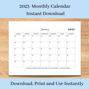 2023 Monthly Calendar, Simple & Minimalist Clean Calendar, Calendar ...