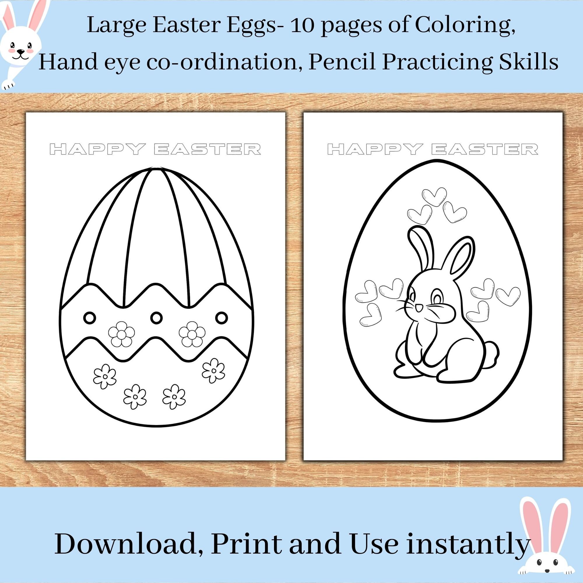 Easter Egg Coloring Pages for Preschool, Toddlers and 1st Grade, Easter ...