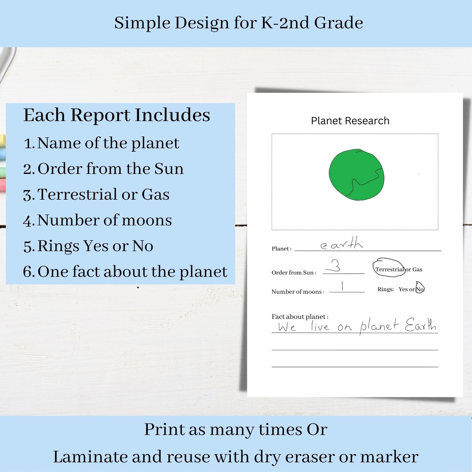 Solar System Worksheet, Montessori Science Printable, Planet Report ...