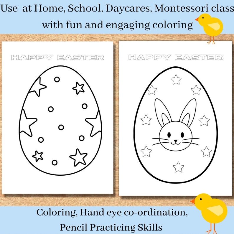 Easter Egg Coloring Pages for Preschool, Toddlers and 1st Grade, Easter ...