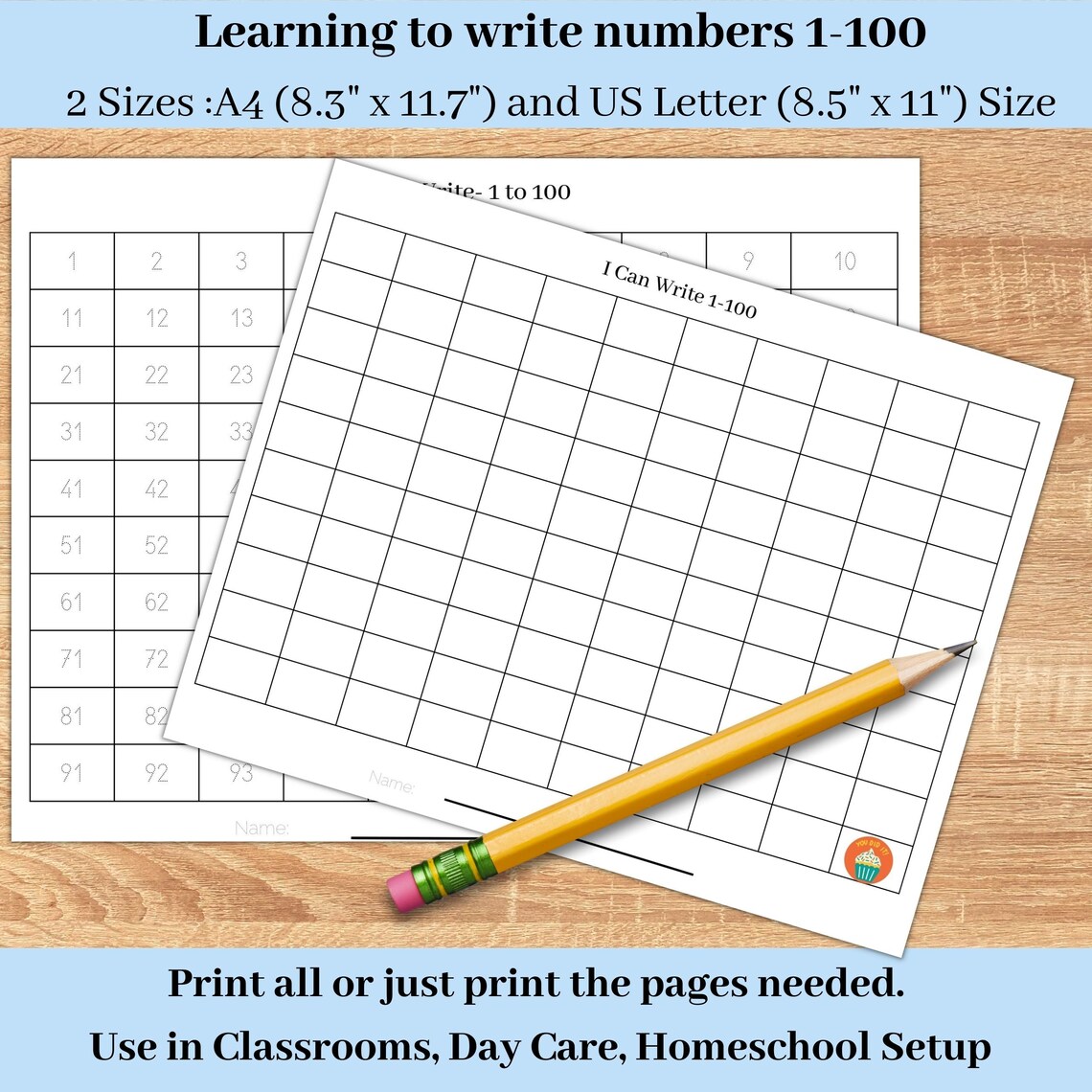 Printable Numbers 1-50, 1-100 Tracing Worksheets for Preschool ...
