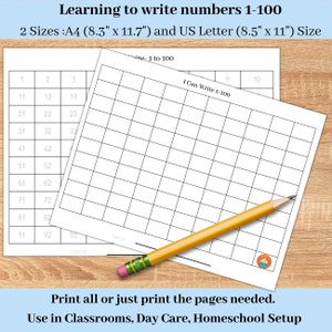 Printable Numbers 1-50, 1-100 Tracing Worksheets for Preschool ...