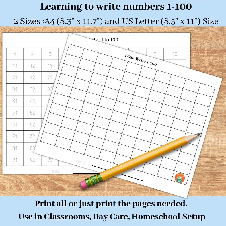 Printable Numbers 1-50, 1-100 Tracing Worksheets for Preschool ...