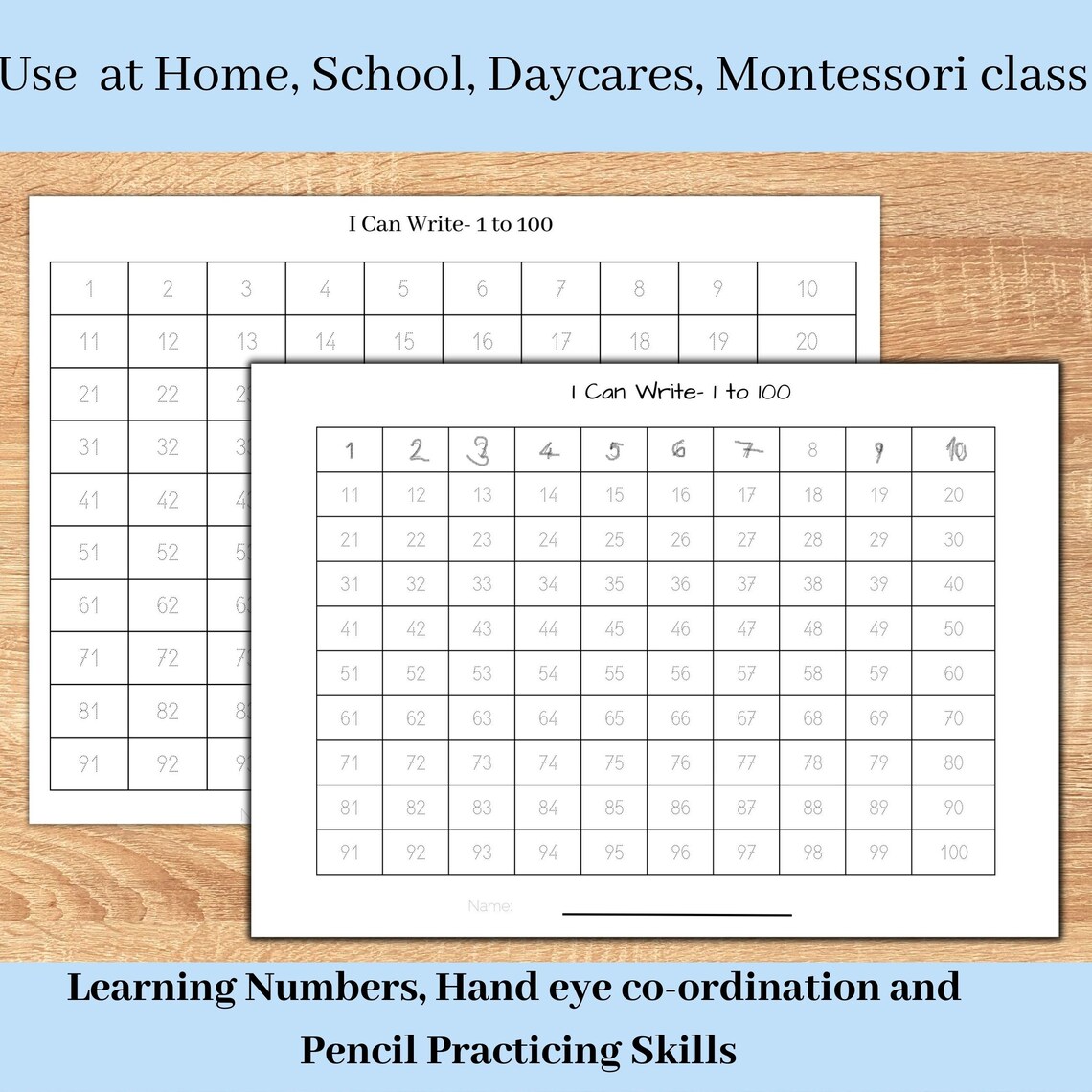 Printable Numbers 1-50, 1-100 Tracing Worksheets for Preschool ...