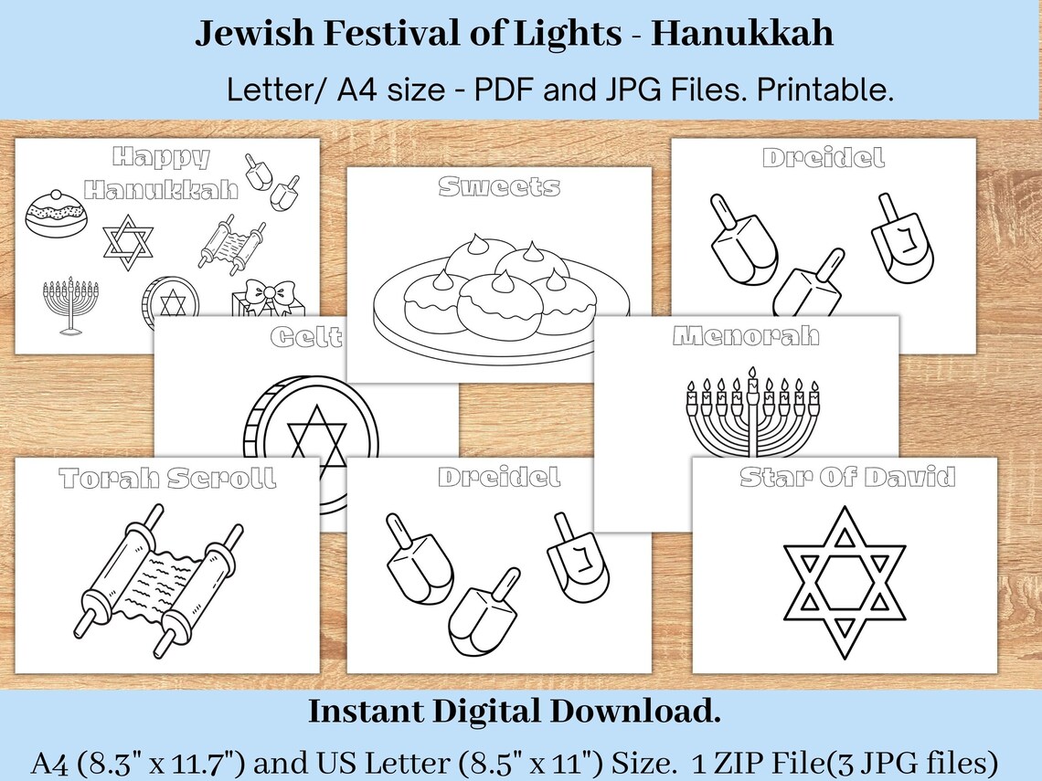 Hanukkah Coloring Pages, Hanukkah Coloring Pages for Kids, Jewish ...