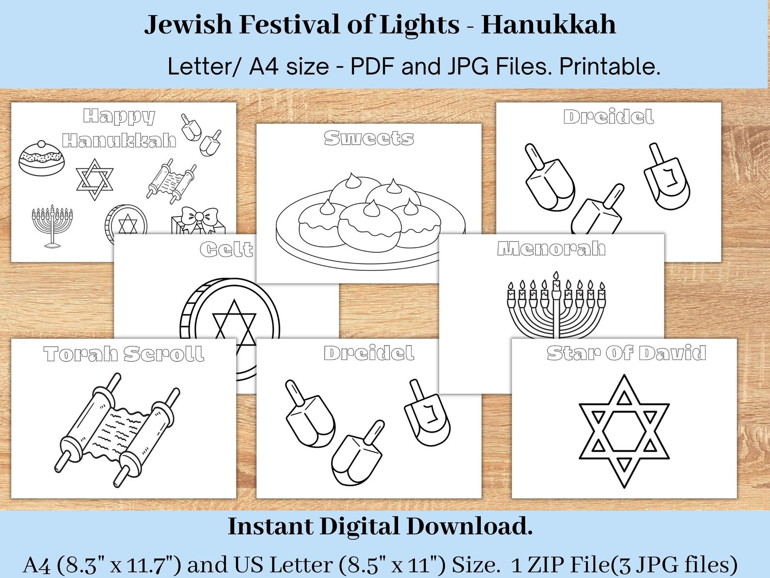 Hanukkah Coloring Pages, Hanukkah Coloring Pages for Kids, Jewish ...