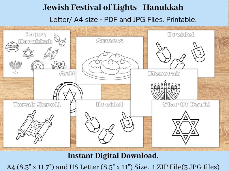 Hanukkah Coloring Pages, Hanukkah Coloring Pages for Kids, Jewish ...