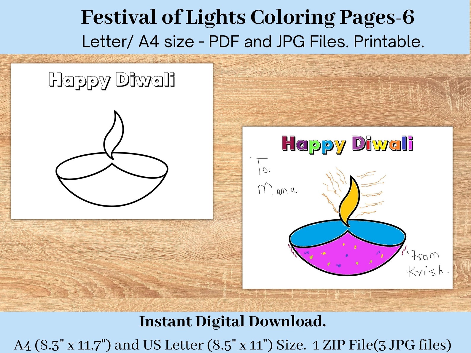 Printable Diwali Coloring Pages, Large Diwali Coloring Pages for Kids ...
