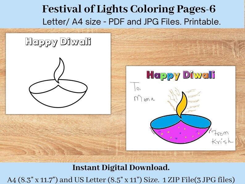Printable Diwali Coloring Pages, Large Diwali Coloring Pages for Kids ...