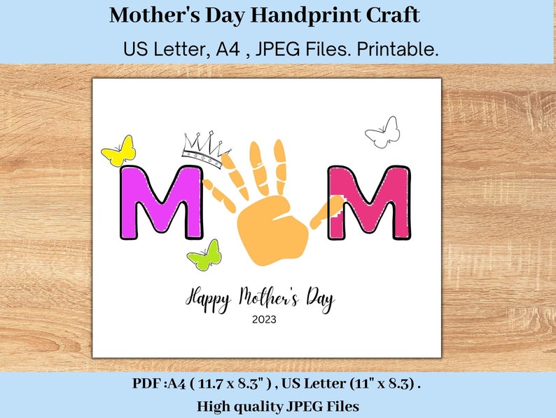 Mother's Day Handprints Craft, Child Hand Print Card, Mother's Day ...