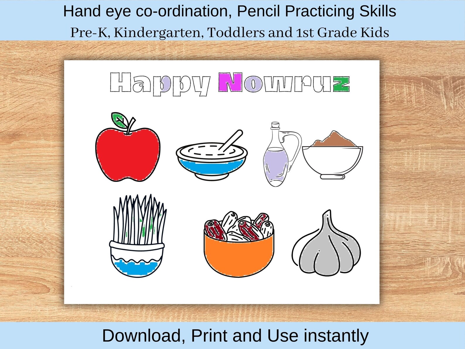 Haft-sin Coloring Pages, Nowruz Activity (digital Download) - Etsy