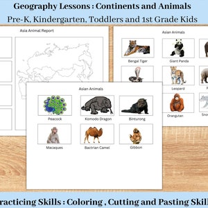 Asia Animal Report, Geography Printable for Toddlers Pre-k, Geography ...