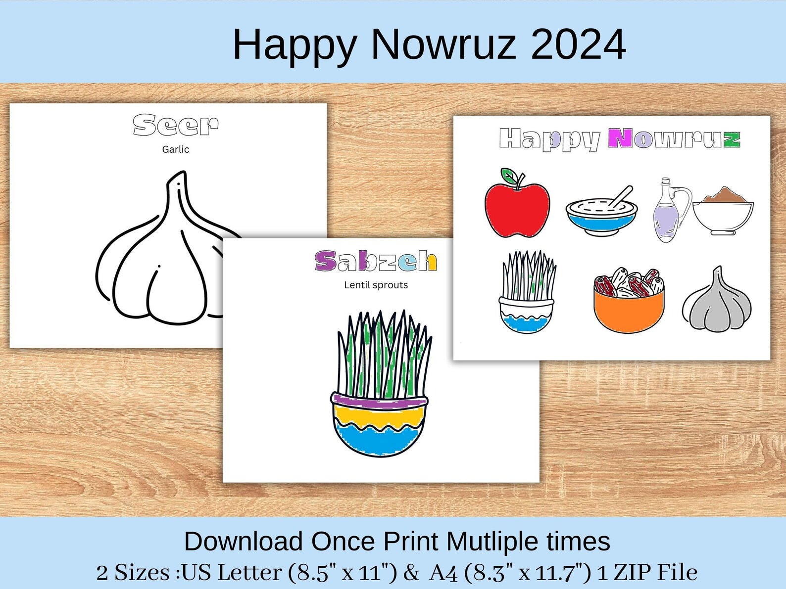 Haft-sin Coloring Pages, Nowruz Activity (digital Download) - Etsy