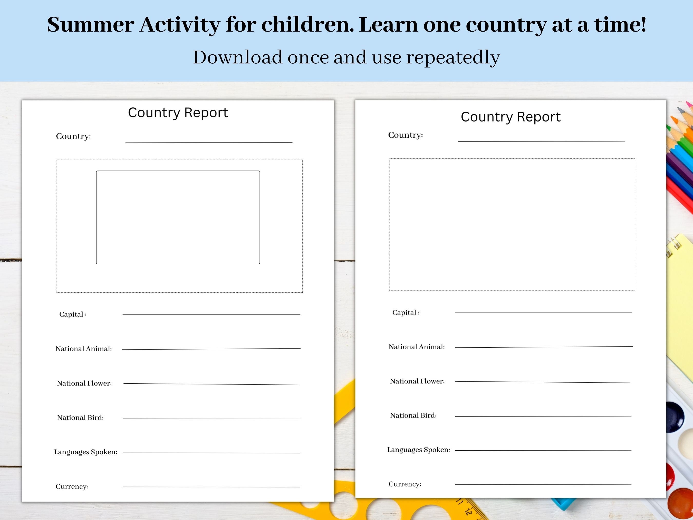 Country Study Research Project, Geography Worksheet, Country Research ...