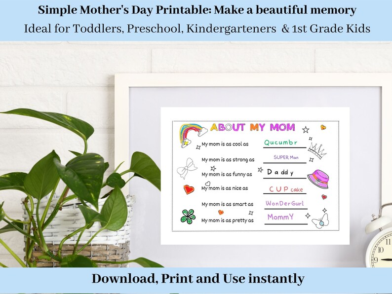 About My Mom Printable Activity for Kids, Mother's Day School Activity ...