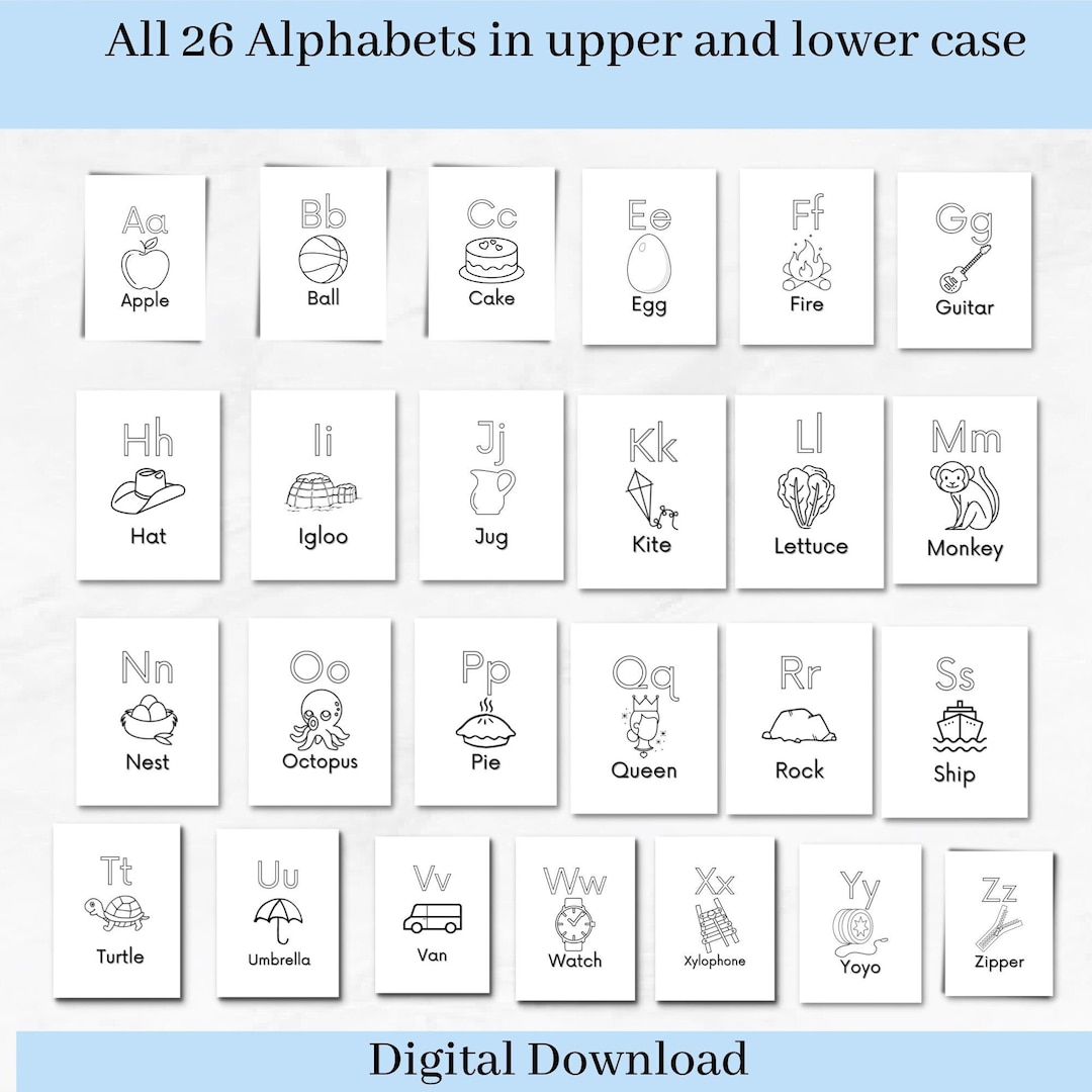 Simple Alphabets Worksheet Alphabets Flashcards Alphabets - Etsy