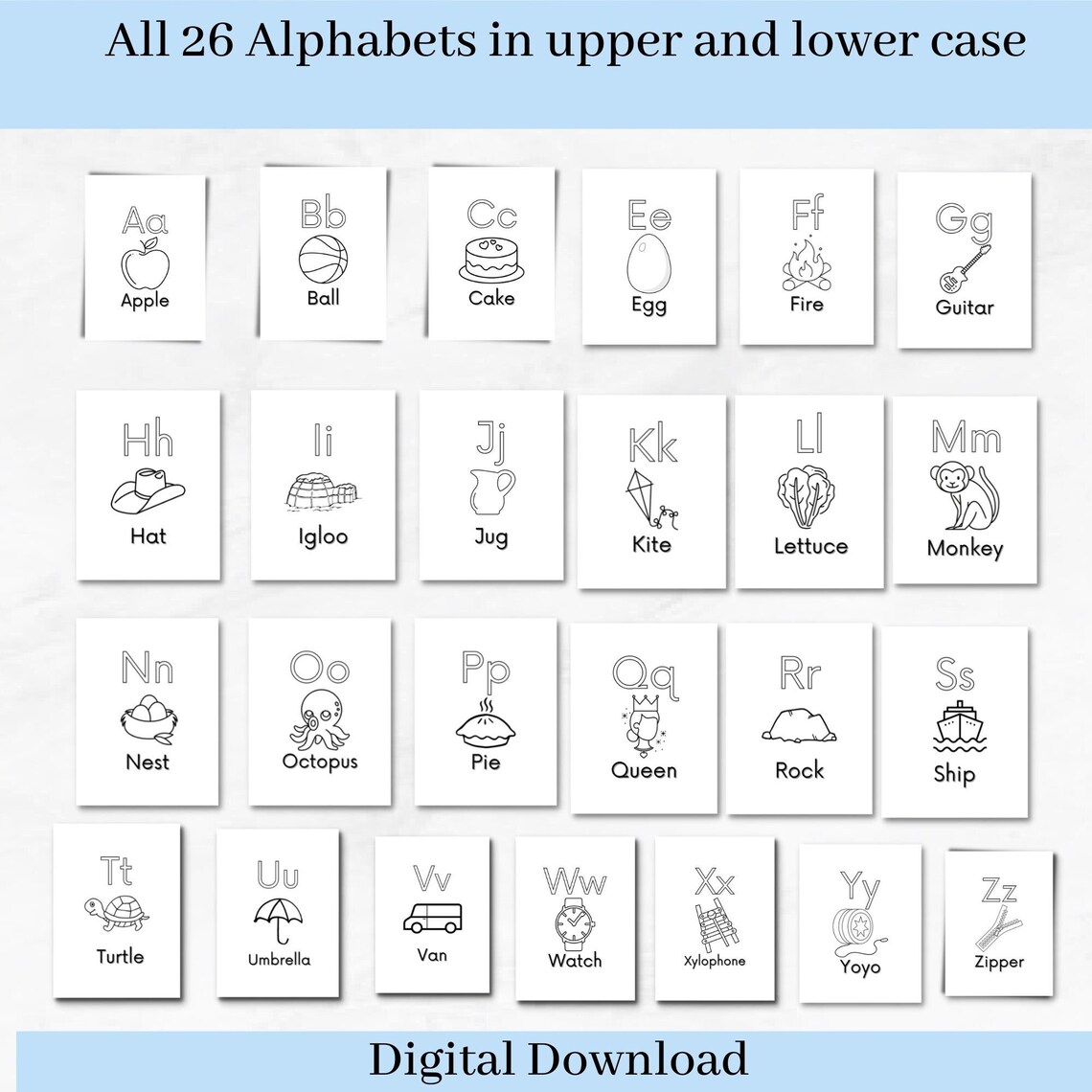 Simple Alphabets Worksheet, Alphabets Flashcards, Alphabets Color ...