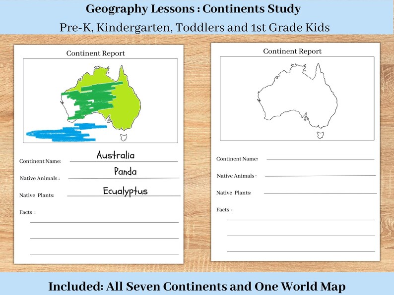 Continents of the World, Continents Worksheet, Geography Lesson, 7 ...