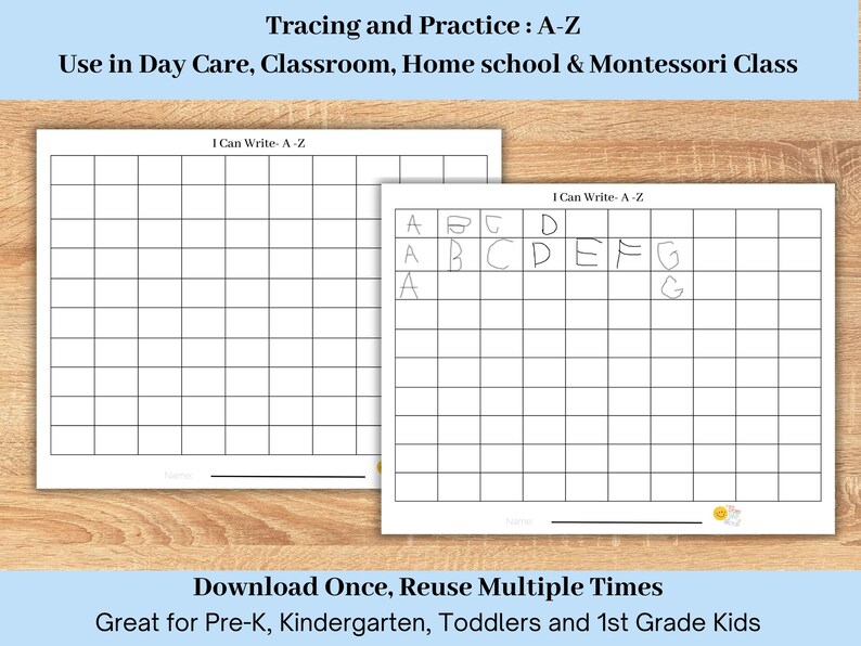 Printable Alphabets A- Z, A-Z Tracing Worksheets for Preschool ...