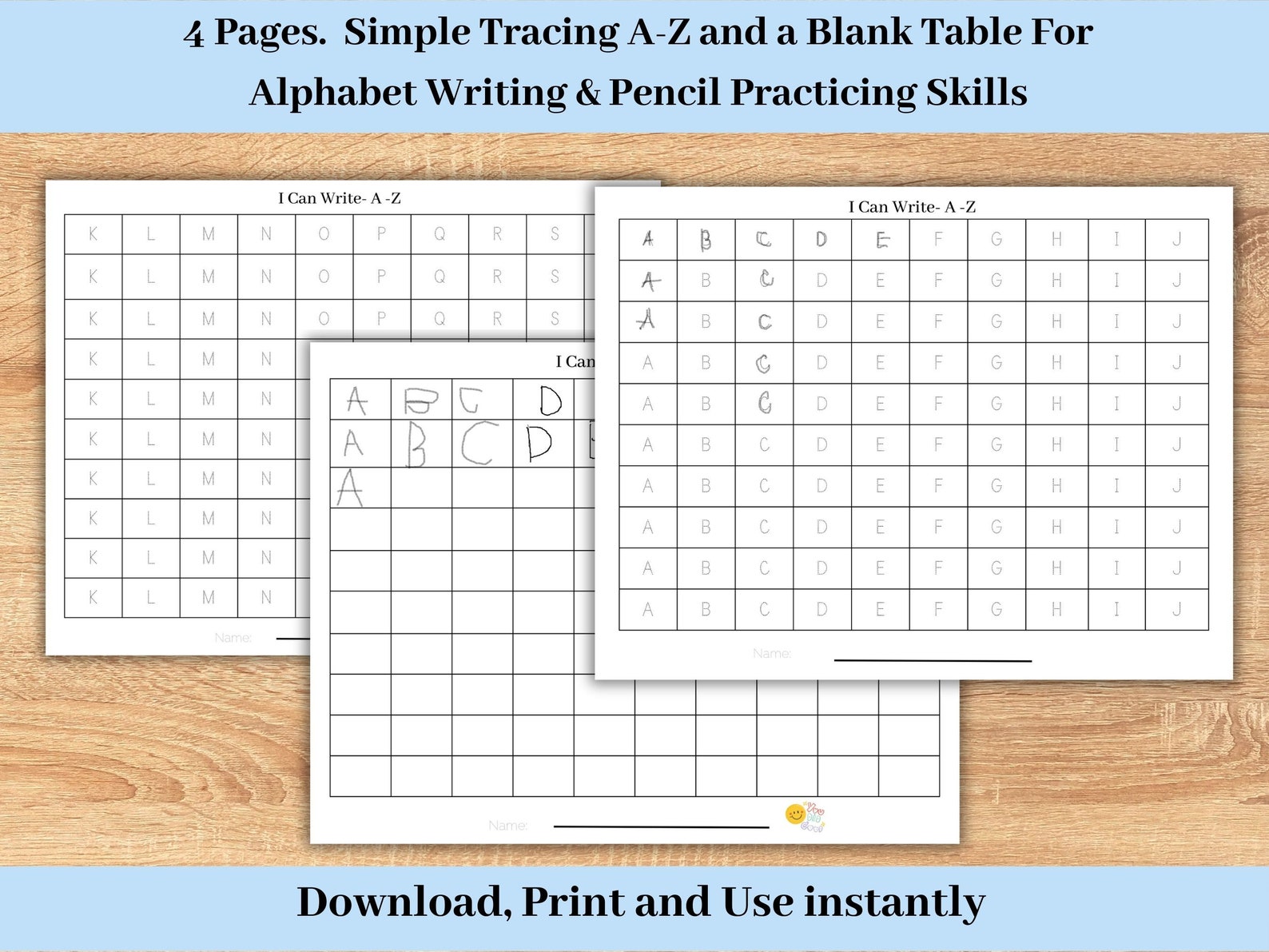 Printable Alphabets A- Z, A-Z Tracing Worksheets for Preschool ...