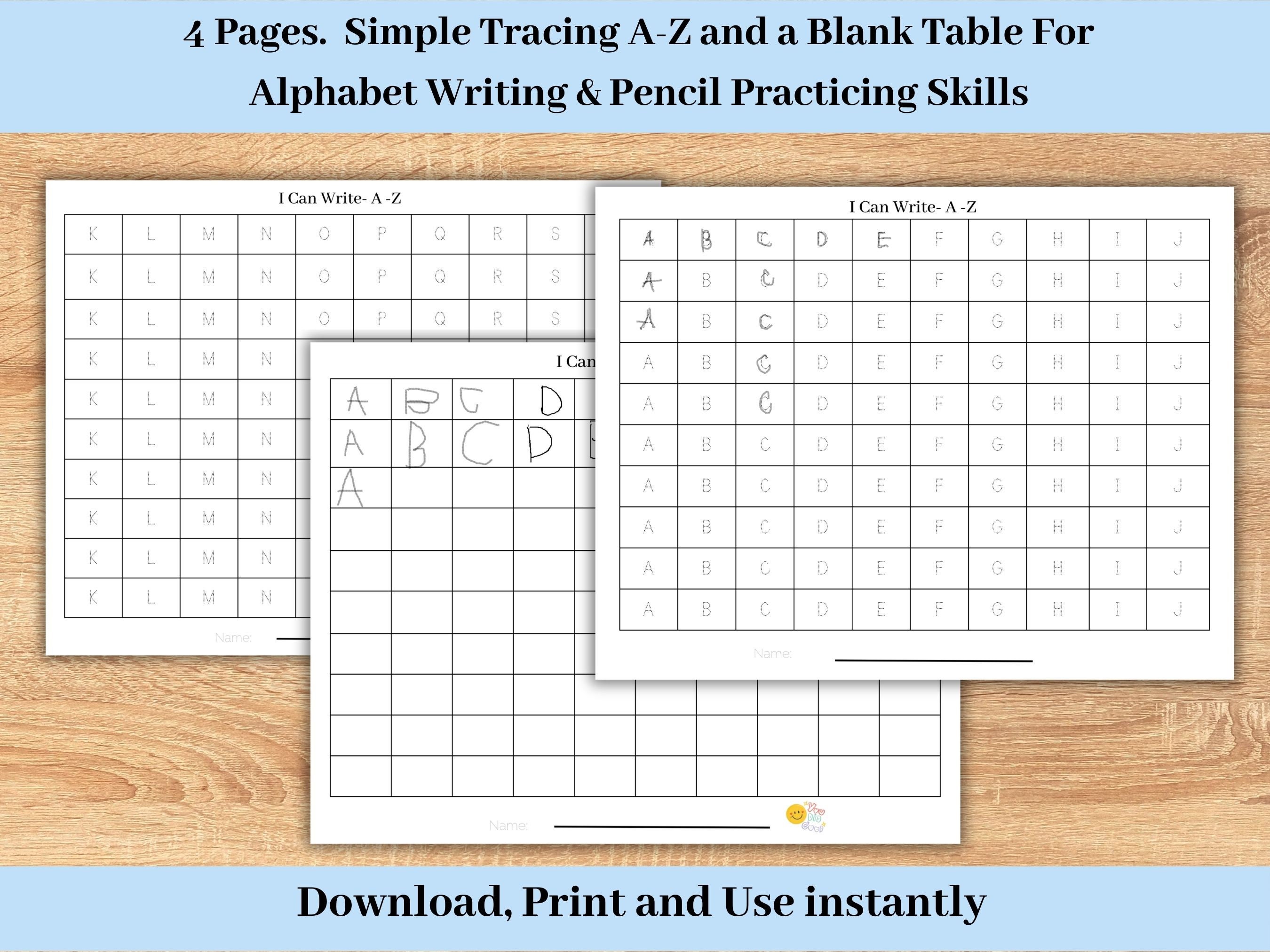 Printable Alphabets A- Z, A-Z Tracing Worksheets for Preschool ...