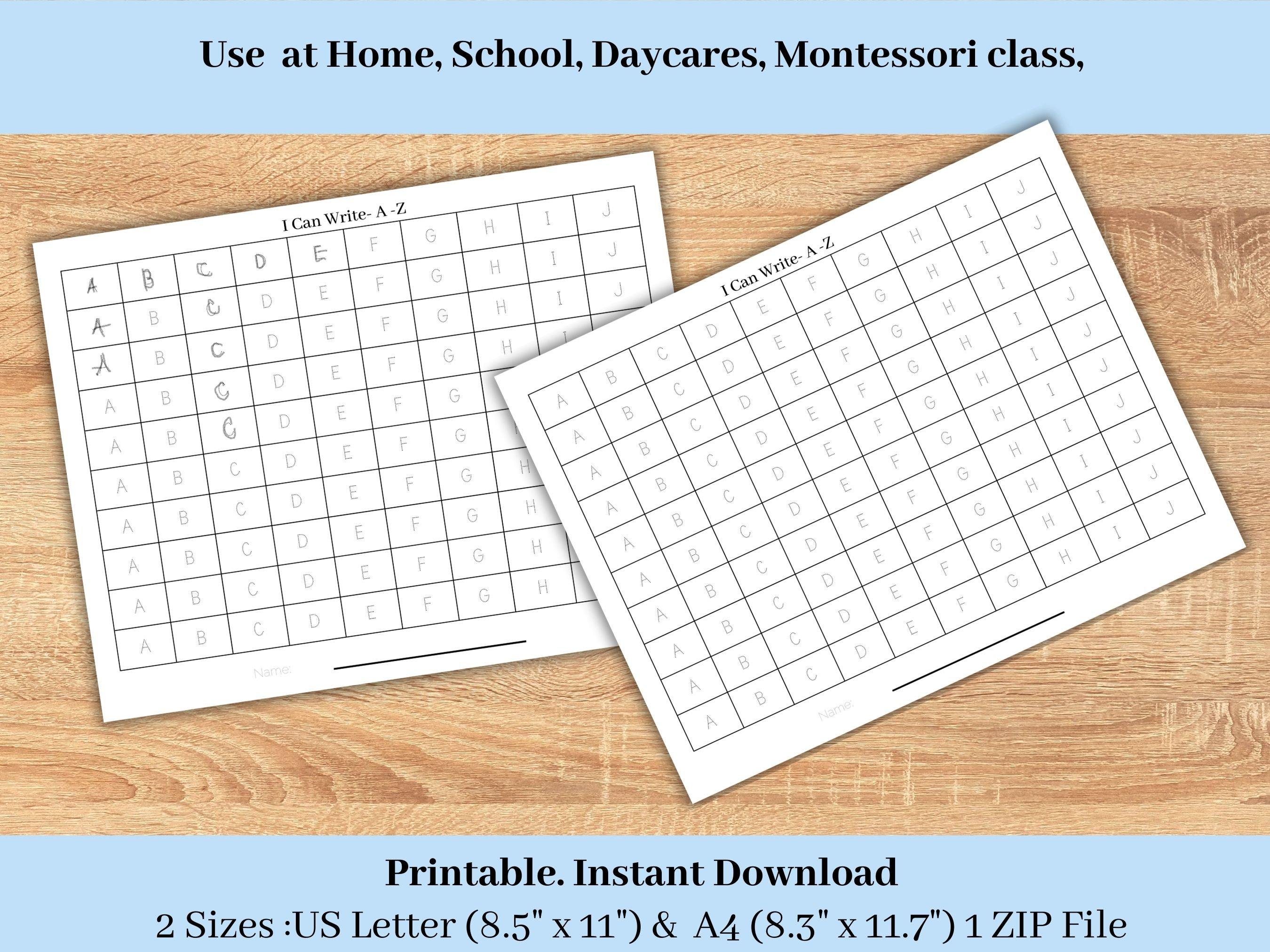 Printable Alphabet Tracing Worksheets A-Z (PDF Download) - Etsy