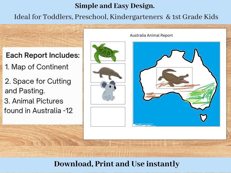 Australia Animals Report, Geography Printable for Toddlers and Pre-k ...