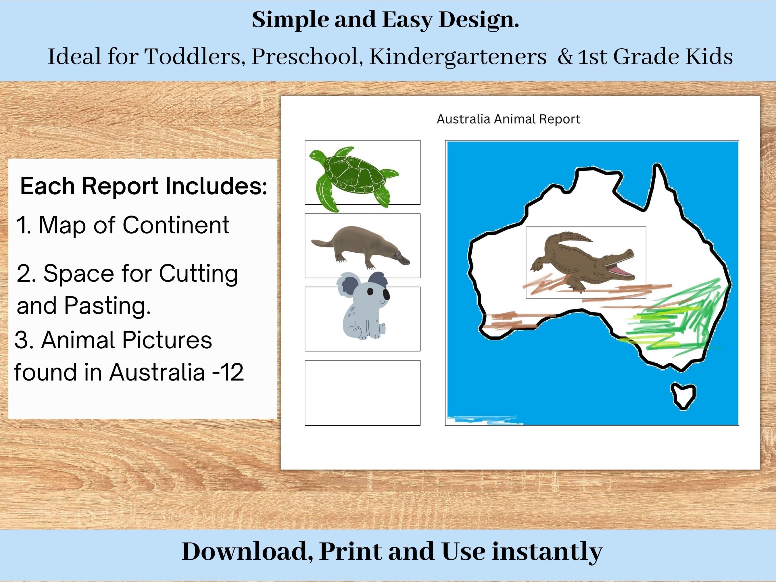 Australia Animals Report, Geography Printable for Toddlers and Pre-k ...