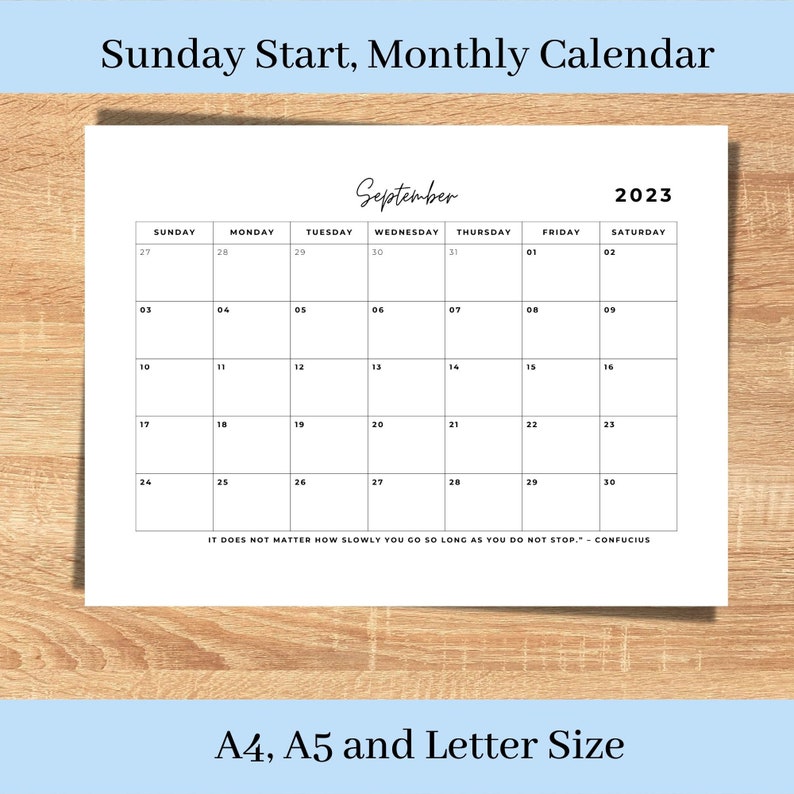 2023 Monthly Calendar, Simple & Minimalist Clean Calendar, Calendar ...