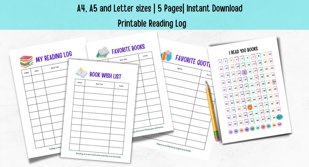 Printable Reading Chart Kids, Reading Log Tracker for 100 Books ...