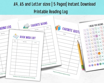 Printable Reading Chart Kids, Reading Log Tracker 50 100 Books, Book ...